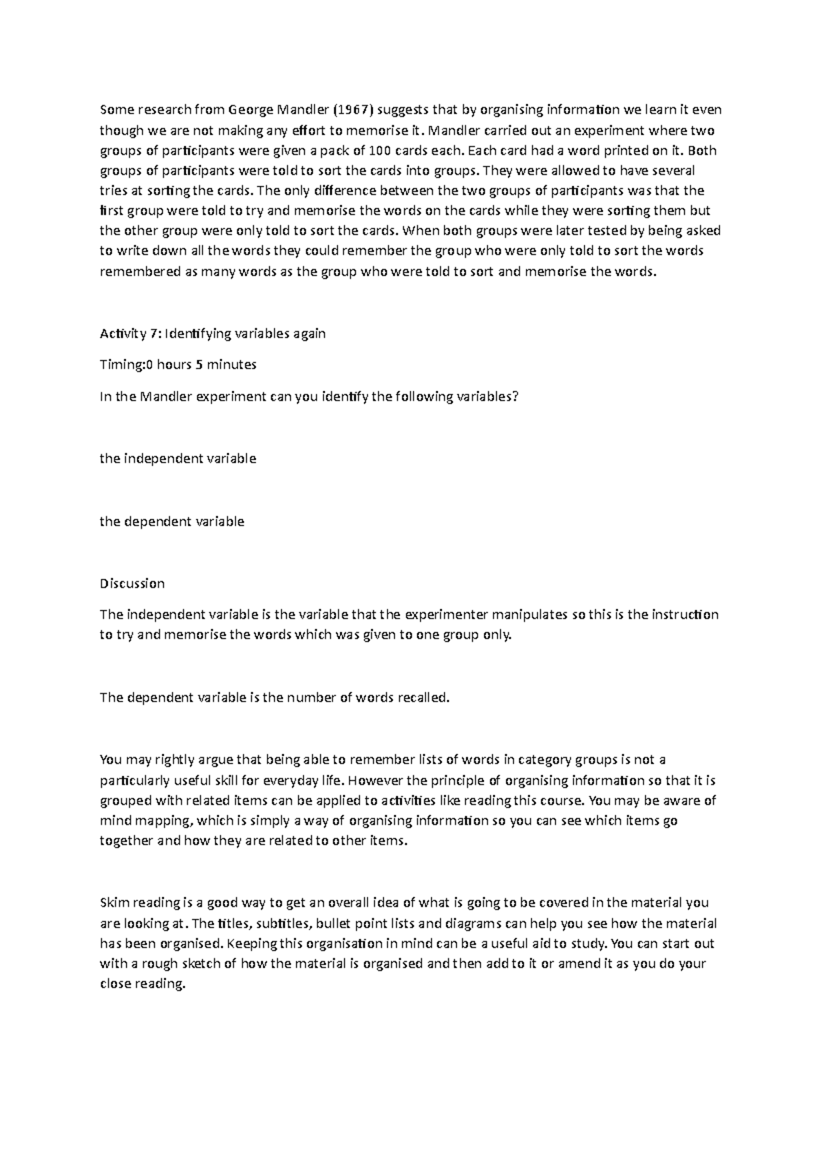 Forming concepts and schemas - Some research from George Mandler (1967 ...