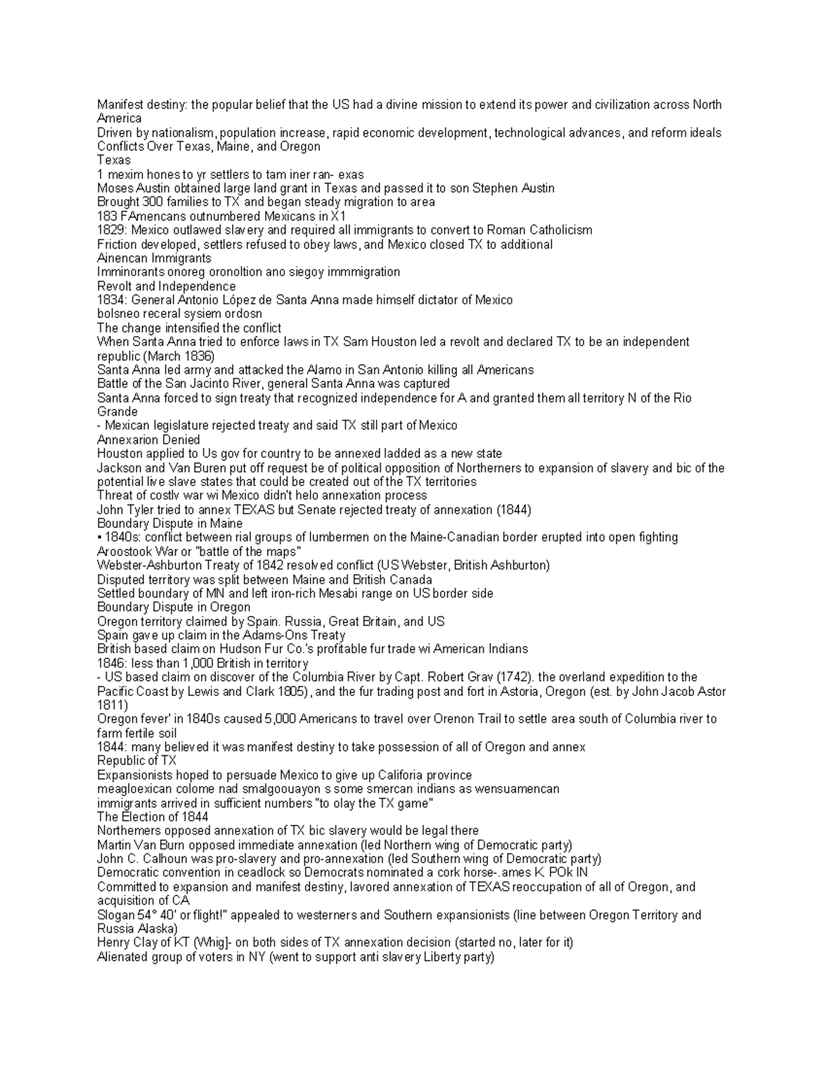 Chap 12 notes - Manifest destiny: the popular belief that the US had a ...