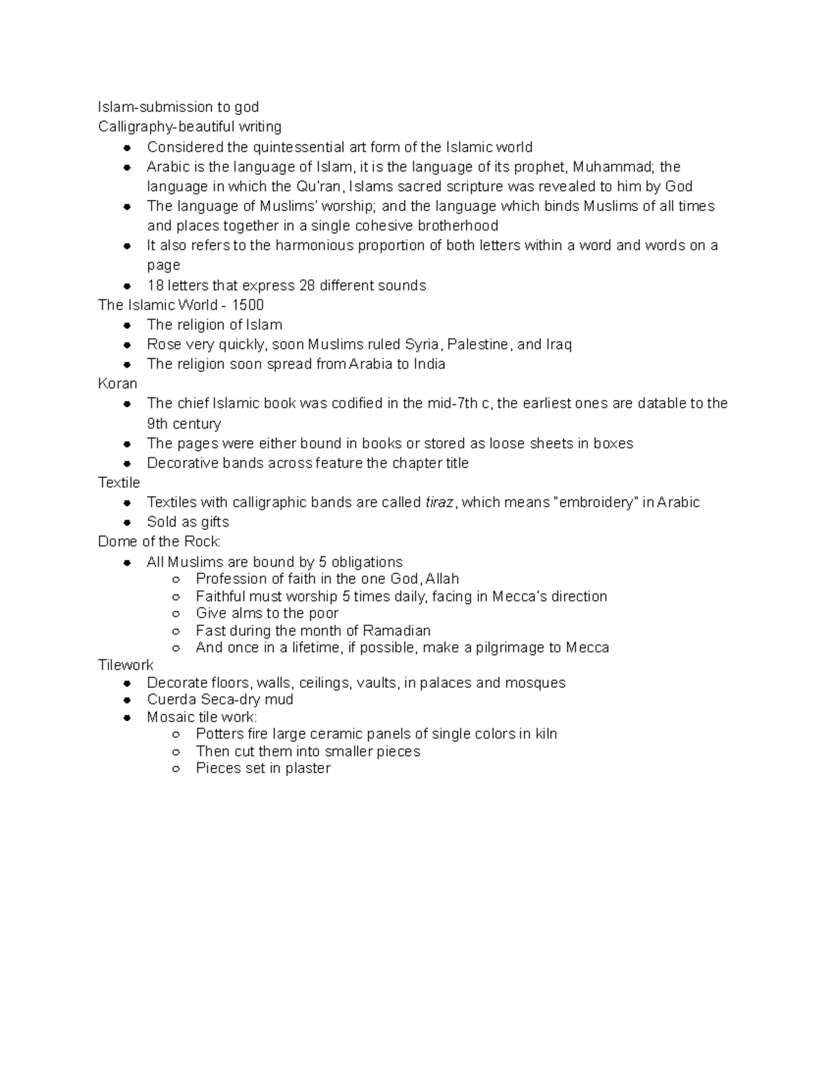 Chapter 10 Islamic World - Islam-submission to god Calligraphy ...