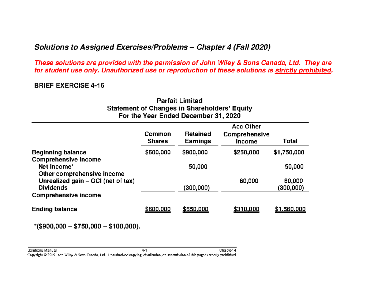 Chapter 4 - Reporting Financial Performance - Solutions Manual 4-1 Chapter 4 Solutions to ...