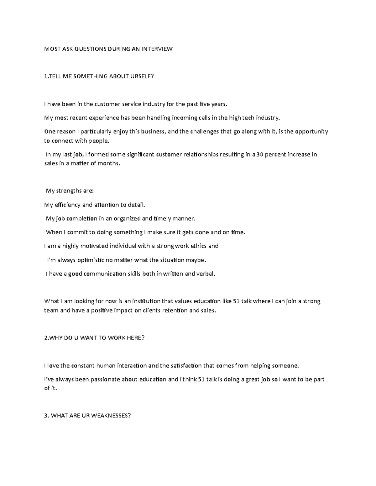 51talk interview - for academic purposes - MOST ASK QUESTIONS DURING AN ...