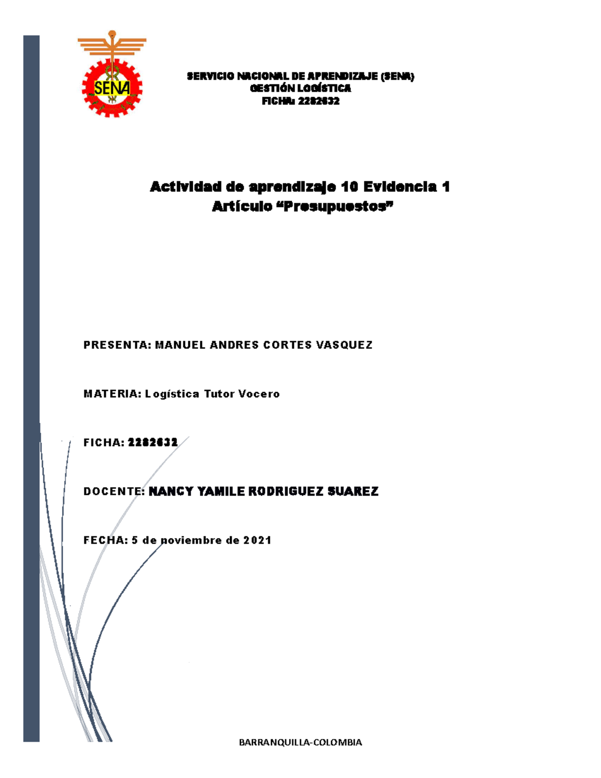 Evidencia 1 articulo ffgffg - Logistica - SENA - Studocu