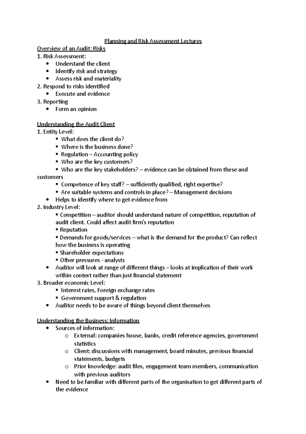 Planning and Risk Assessment Notes - Risk Assessment: Understand the ...