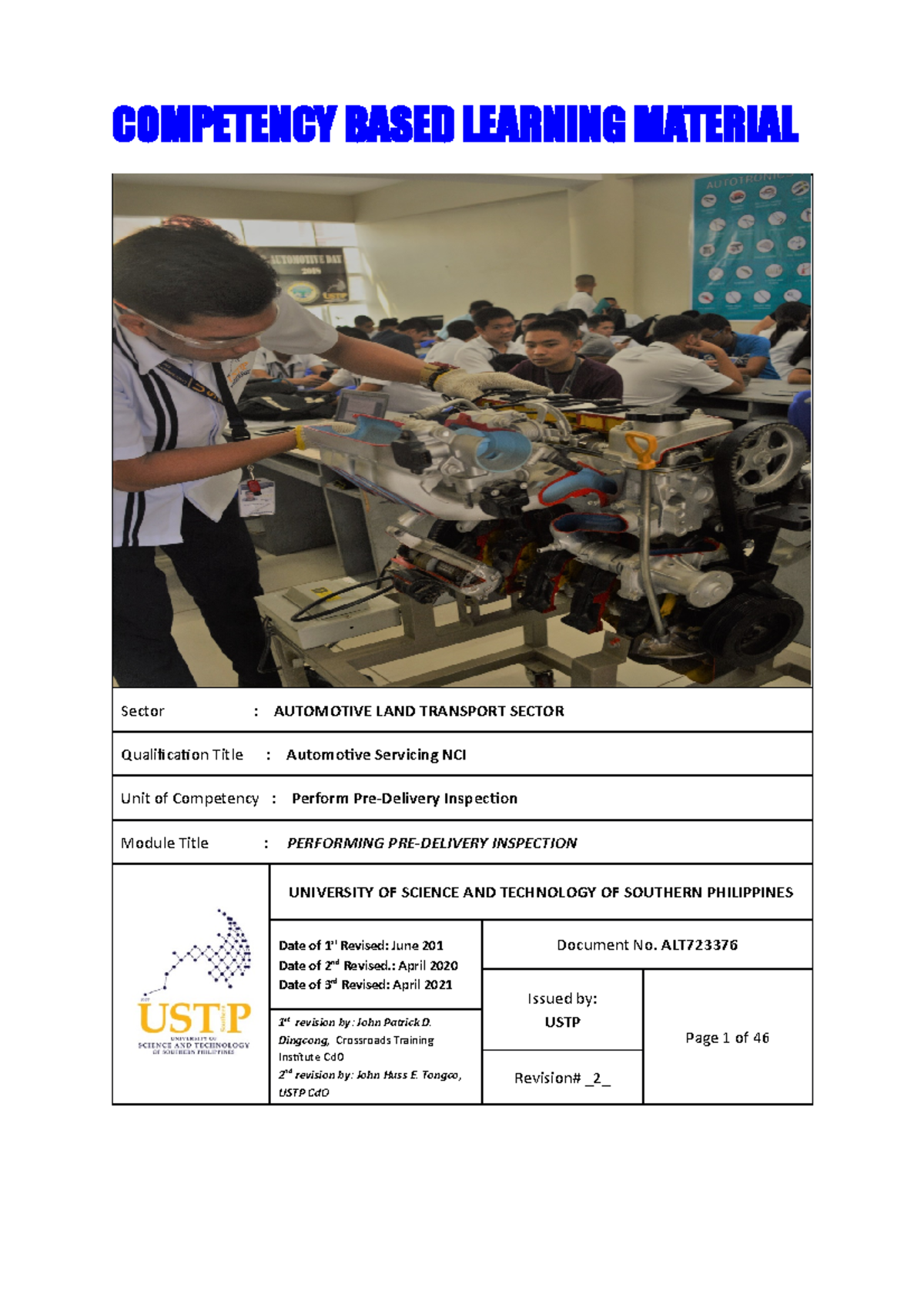 1. Perform PRE- Delivery Inspection - COMPETENCY BASED LEARNING ...