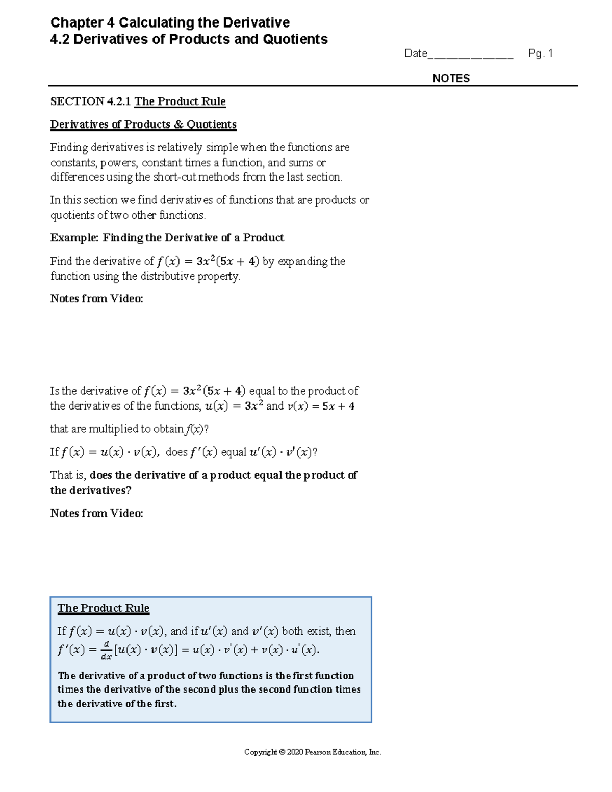 IAC1e noteguide 0402 - rlly good 4 videos - 4 Derivatives of Products ...