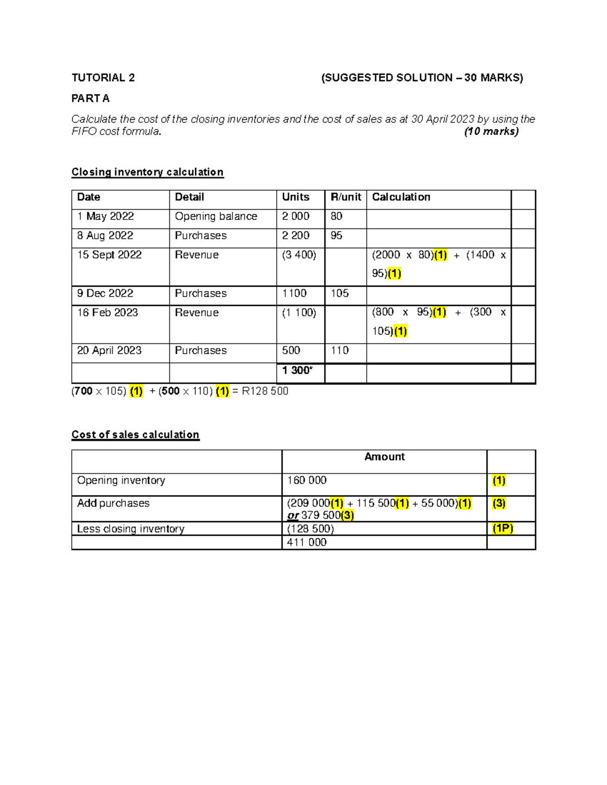 Tutorial 2 Solution - TUTORIAL 2 (SUGGESTED SOLUTION – 30 MARKS) PART A ...