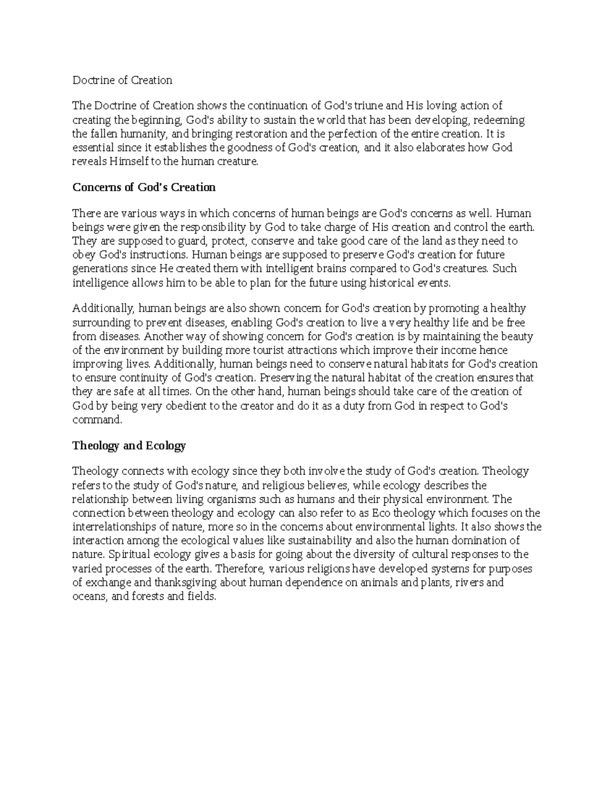 Untitled document.edited (95) - Doctrine of Creation The Doctrine of ...