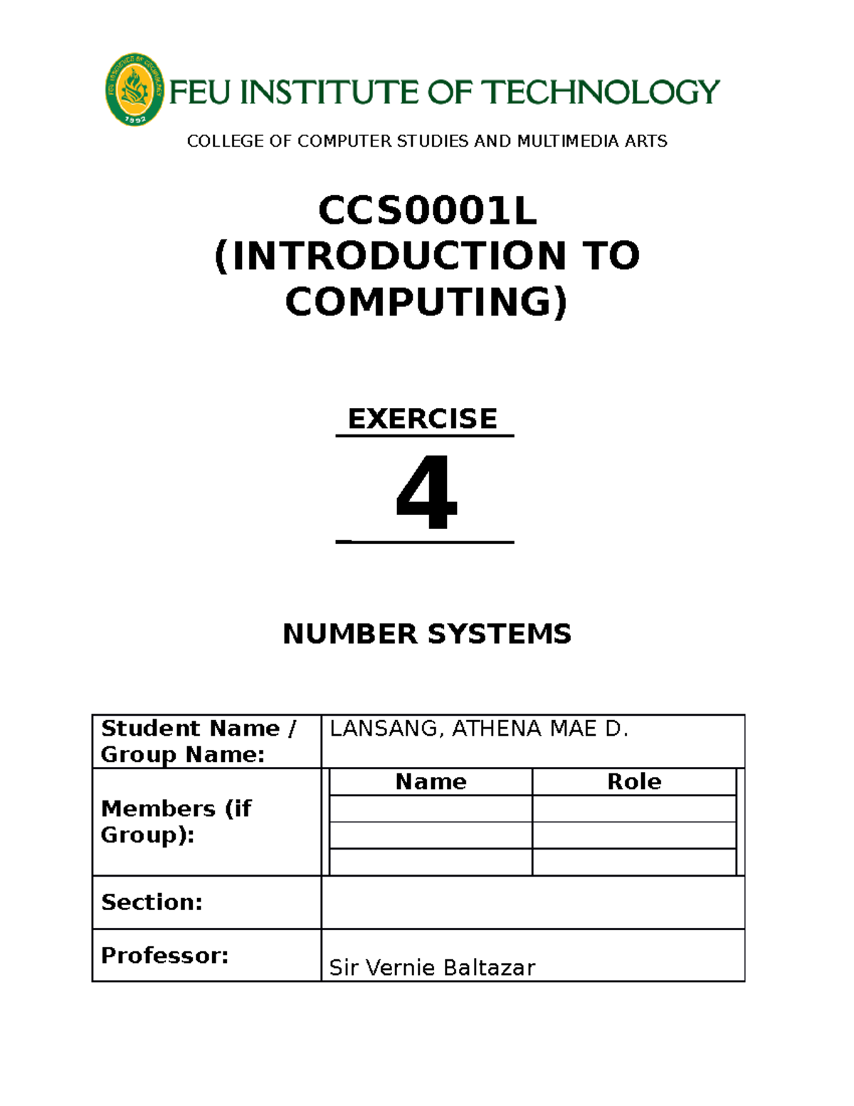 [M4- Technical] Number System - Lansang - COLLEGE OF COMPUTER STUDIES ...