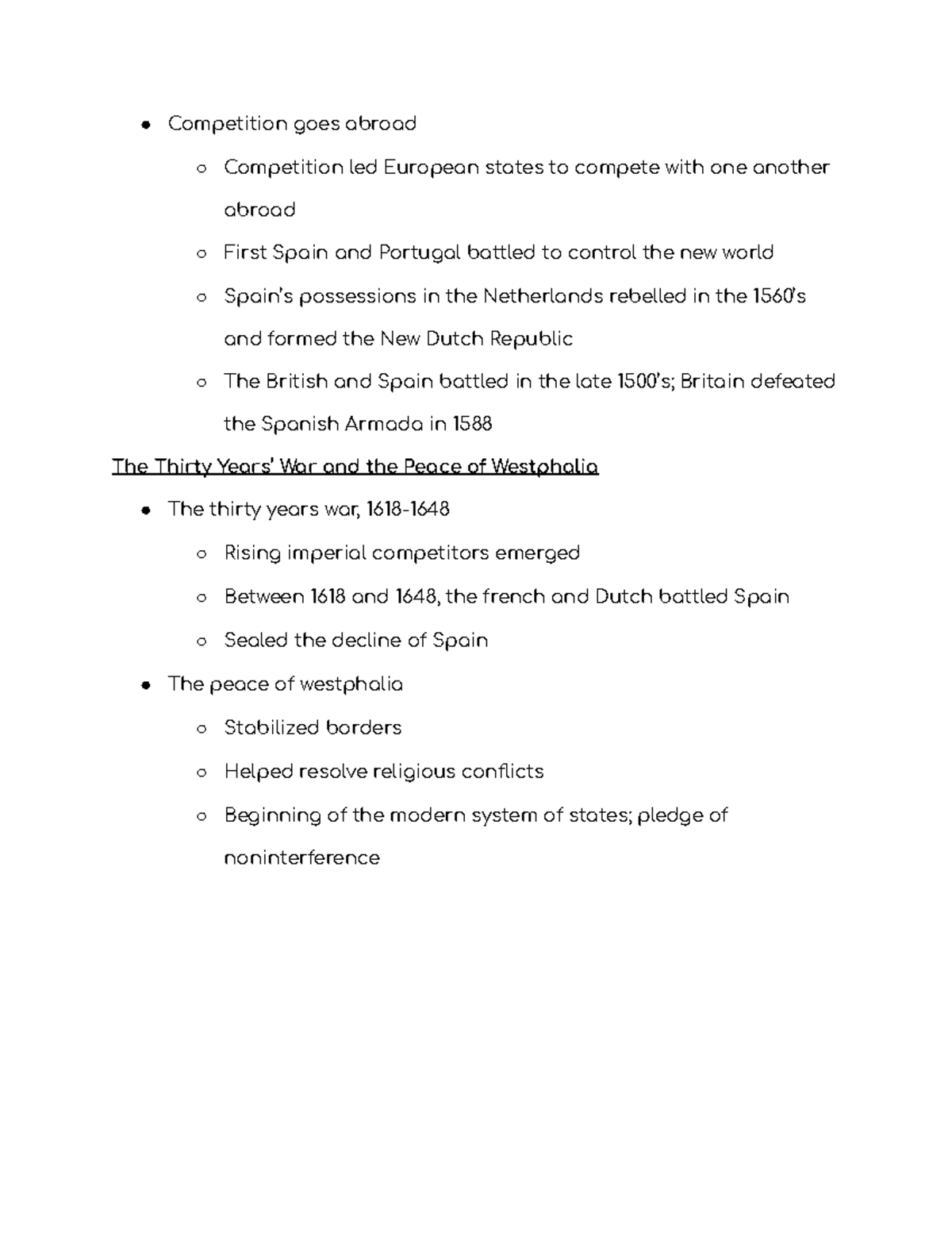 world politics notes - Competition goes abroad Competition led European ...