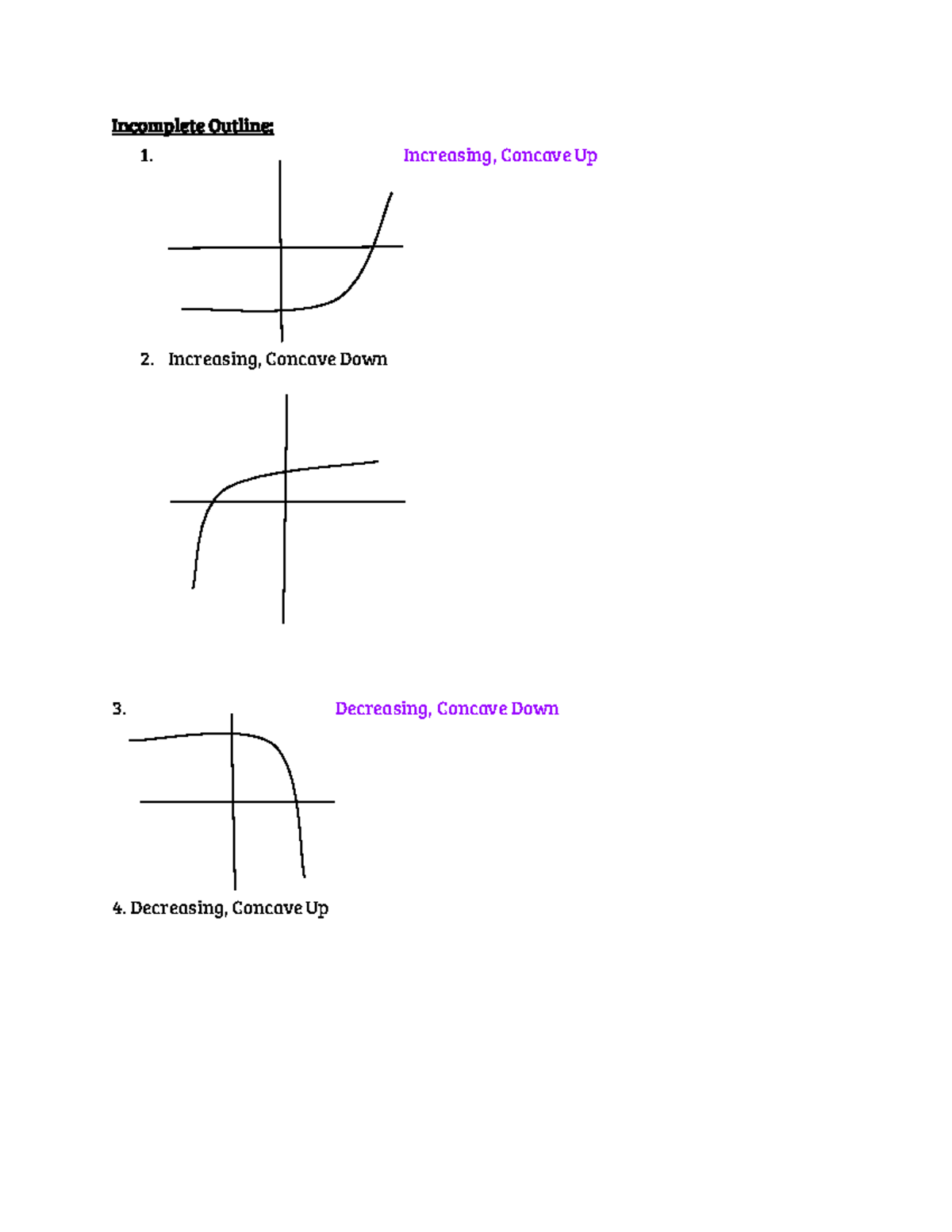 Math 1020 Function Behavior and End Behavior Limits - Incomplete ...