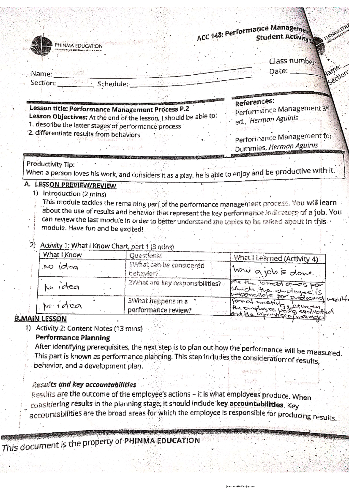 ACC 148 SAS 5 - This is the 2nd part of Performance Management Process - Accountancy - Studocu