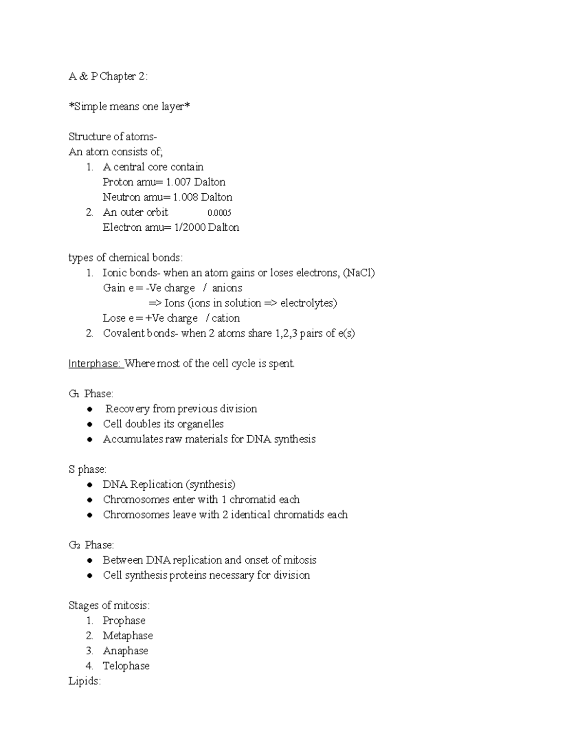 Anatomy and Physiology -2 - A & P Chapter 2: Simple means one layer ...