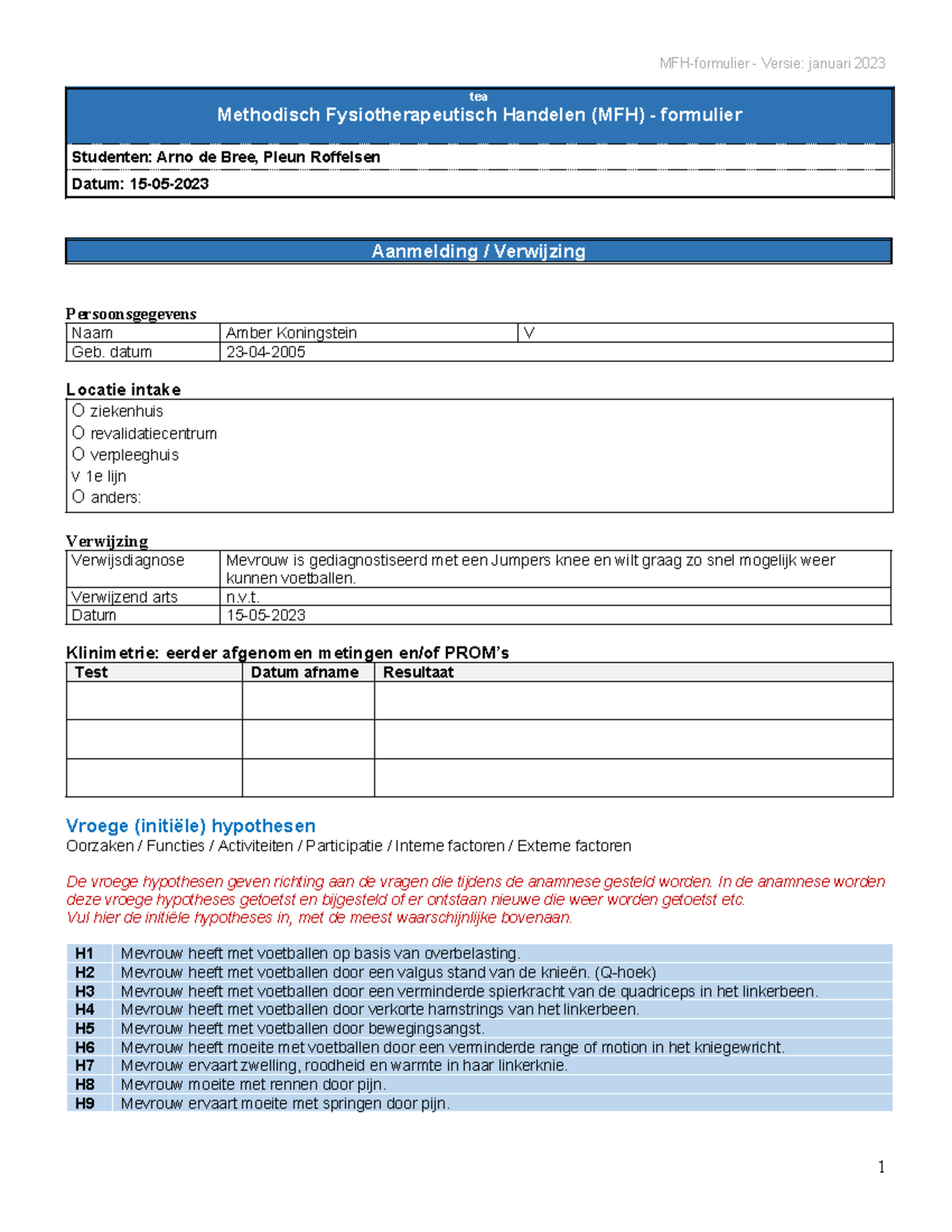 MFH Jumper's knee - tea Methodisch Fysiotherapeutisch Handelen (MFH ...