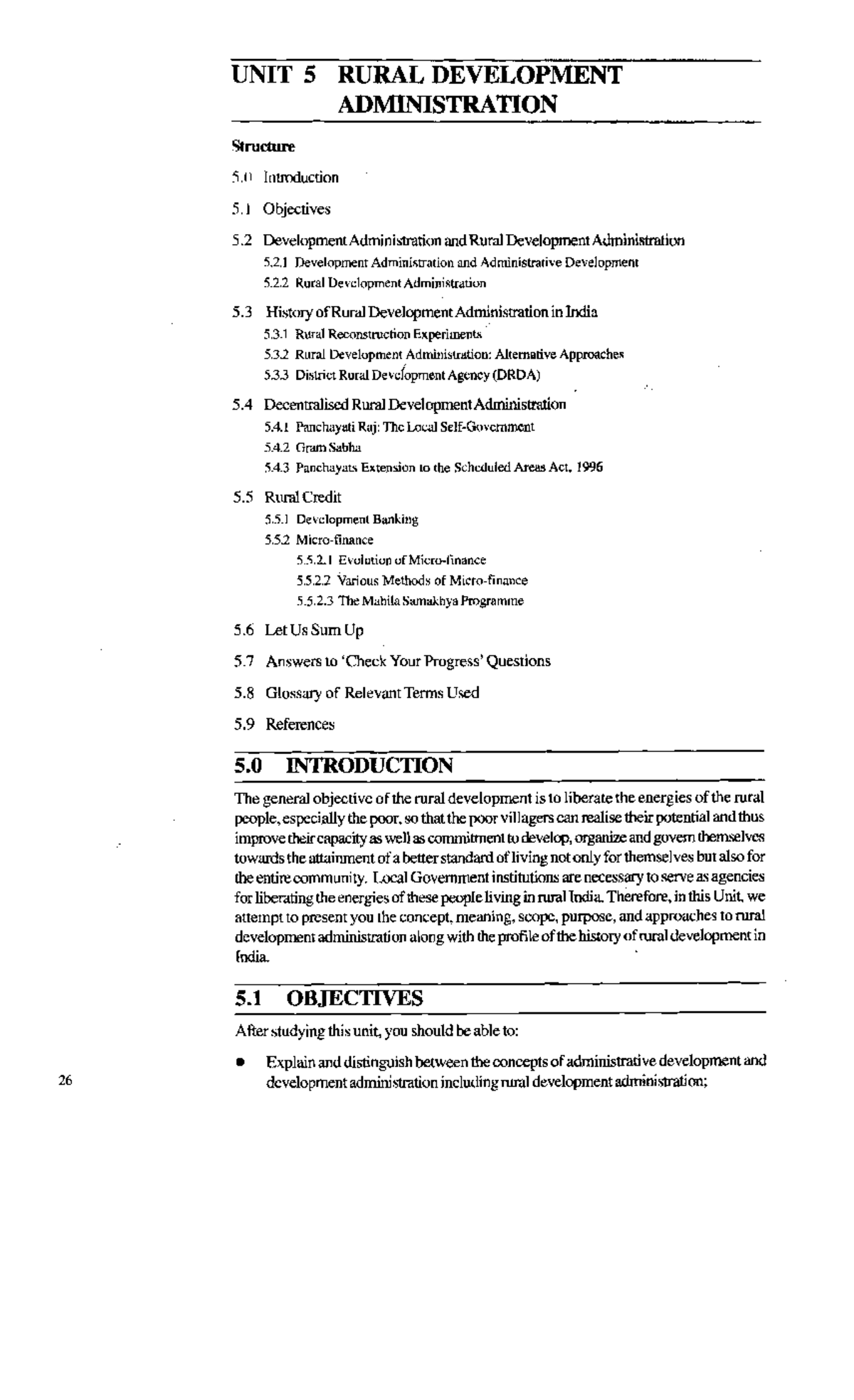 Unit 5 - Jajah - UNIT 5 RURAL DEVELOPMENT ADMINISTRATION Structure 5 .( ) Introduction 5 ...