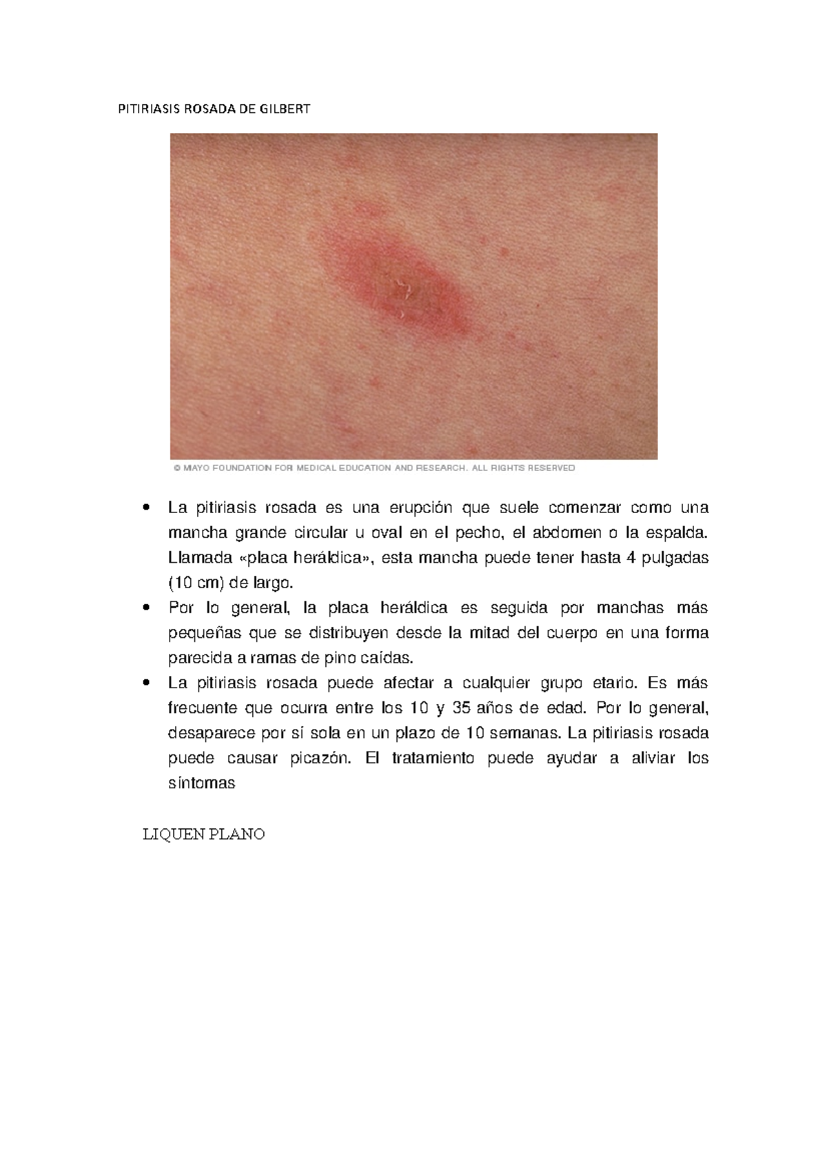 Pitiriasis Rosada DE Gilbert - PITIRIASIS ROSADA DE GILBERT La ...
