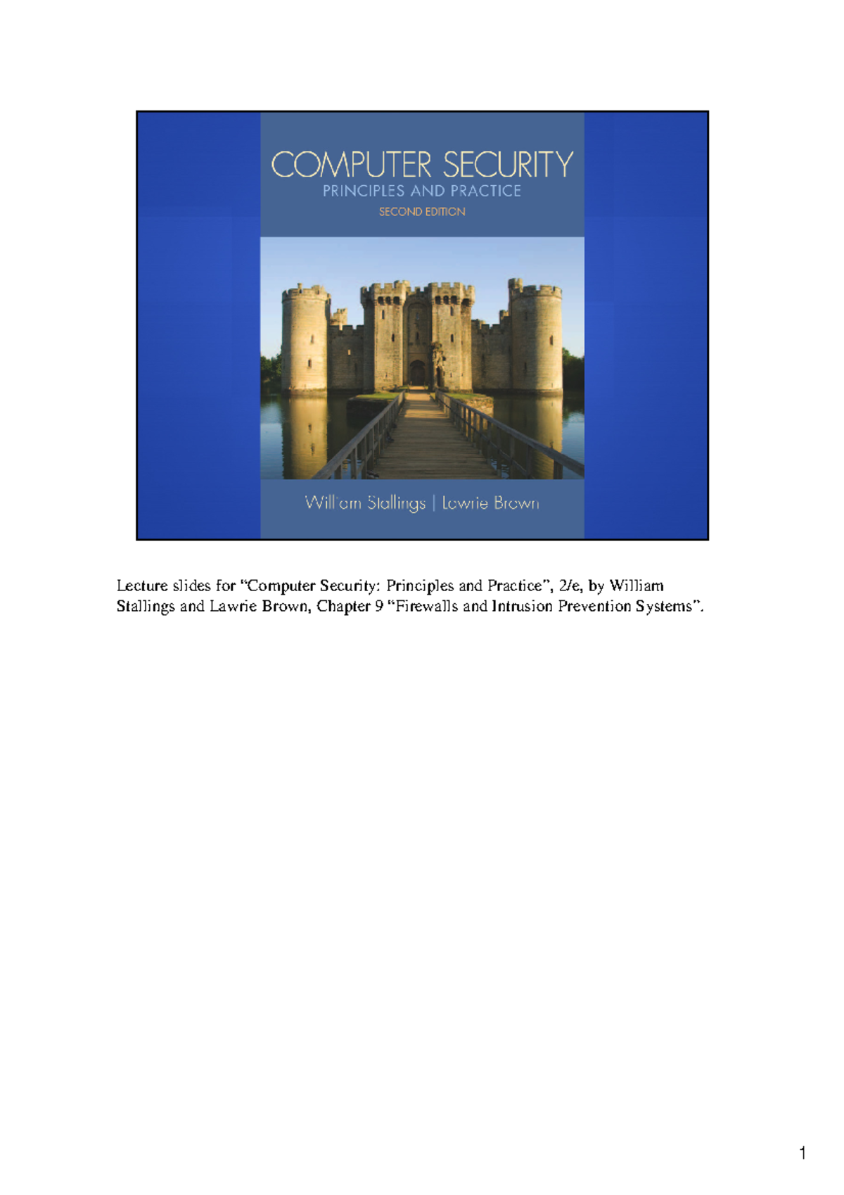 Information Security Lecture Slides For Computer Security Principles And Practice” 2e By