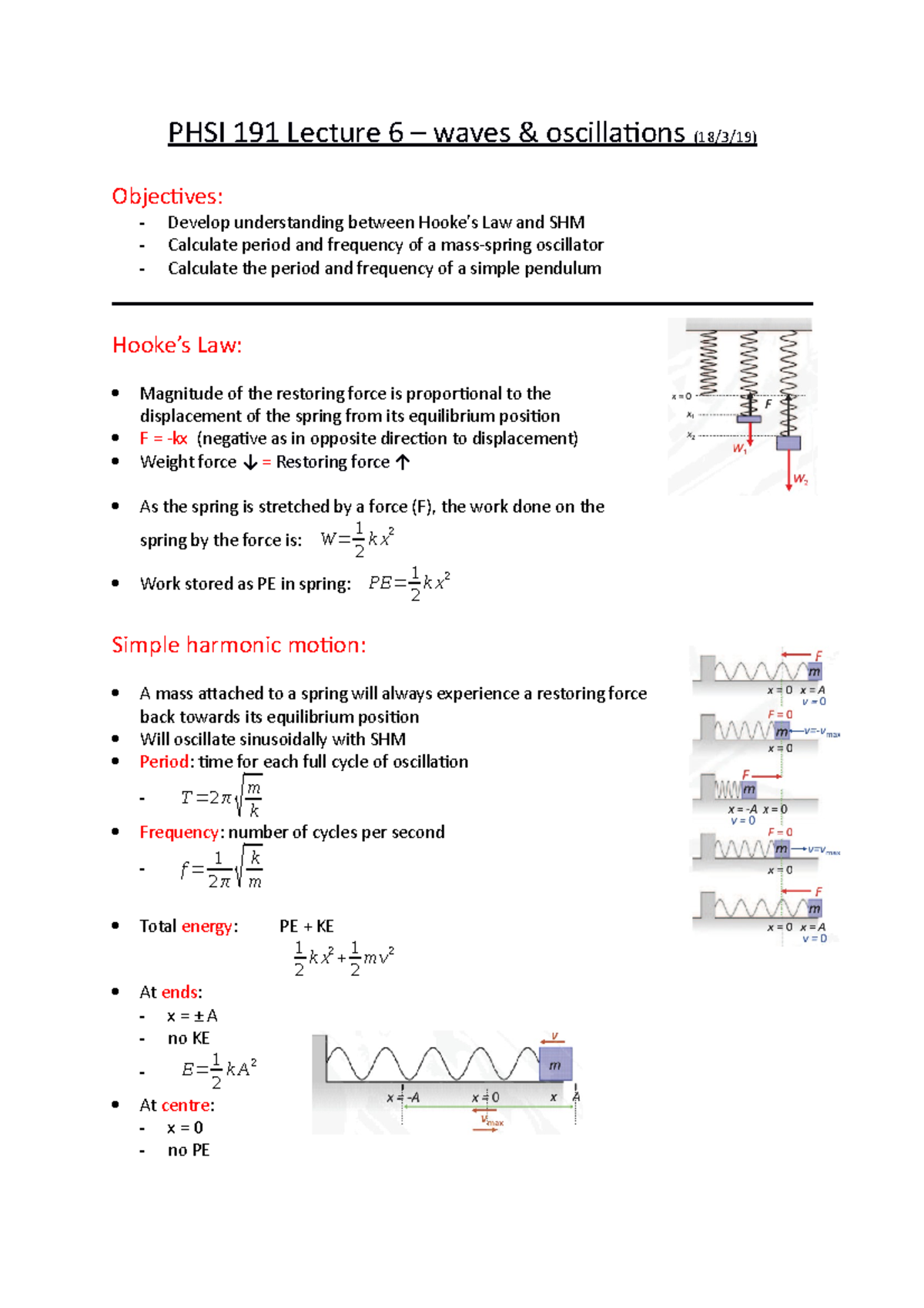 PHSI 191 Lecture 6 - PHSI191 - PHSI 191 Lecture 6 – waves ...