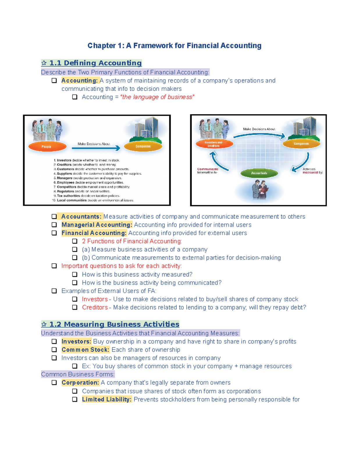Accounting Chapter 1 Financial Accounting Frame Work - Chapter 1: A ...