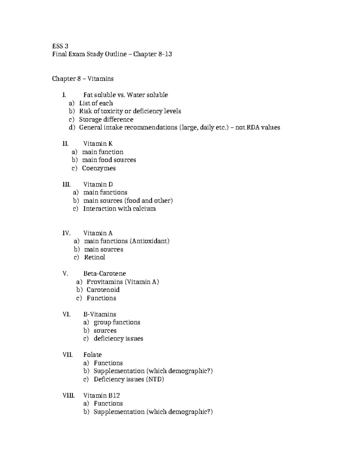 ESS 3 final study outline - ESS 3 Final Exam Study Outline – Chapter 8 ...
