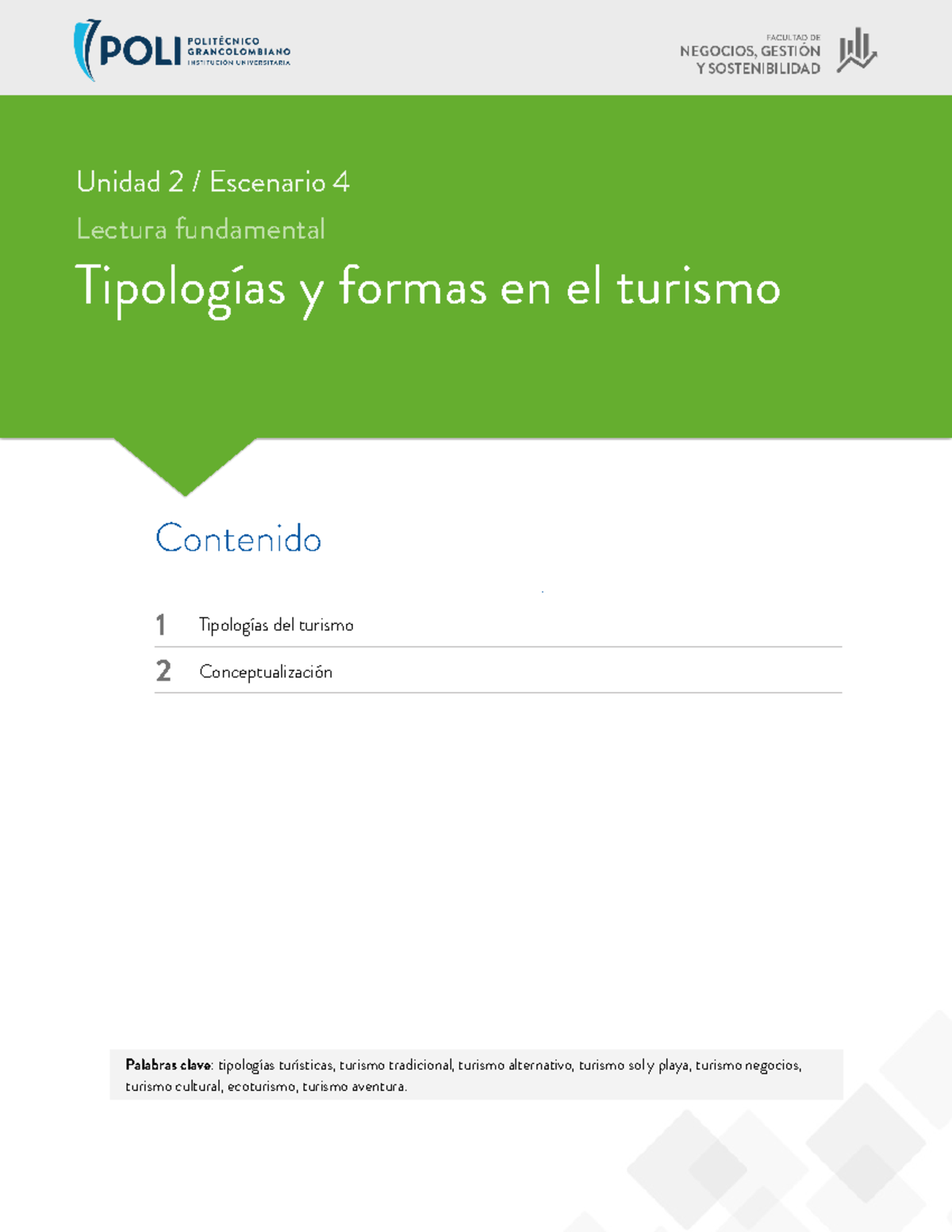 Lectura fundamental 4 - Introduccion al turismo - Palabras clave ...