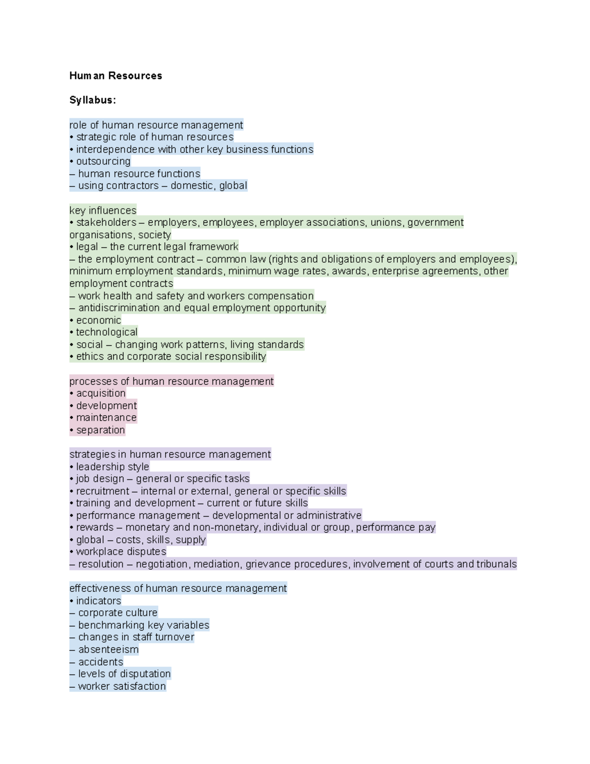 Human Resources - HR study notes - Human Resources Syllabus: role of ...