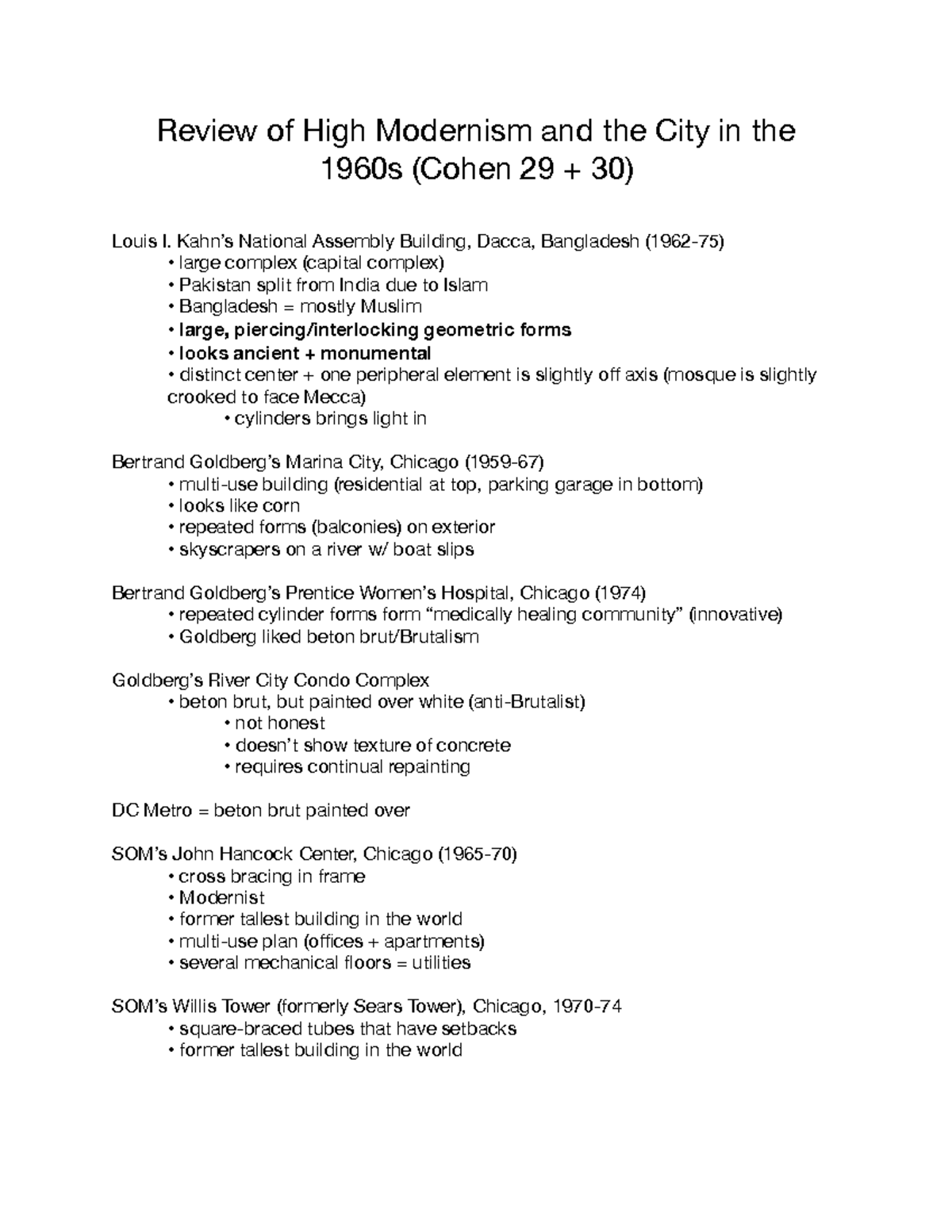 Architecture 4:24 Notes - Review of High Modernism and the City in the ...