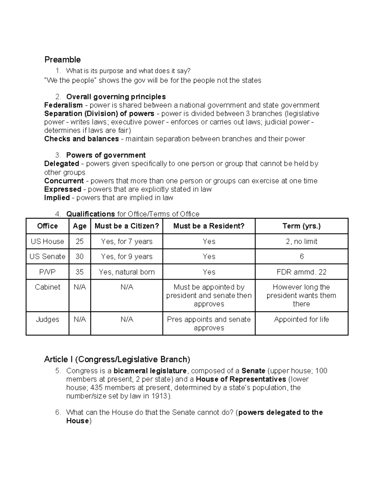 Constitution - Preamble 1. What is its purpose and what does it say? “We the people” shows the ...