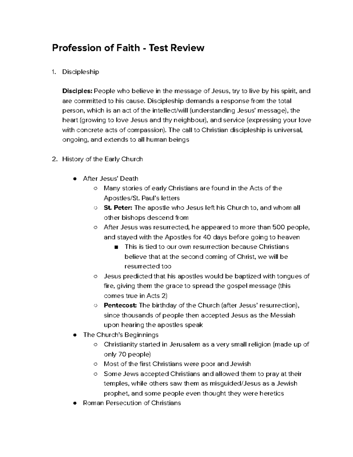 HRE20 - Profession of Faith Test Review - Profession of Faith - Test ...