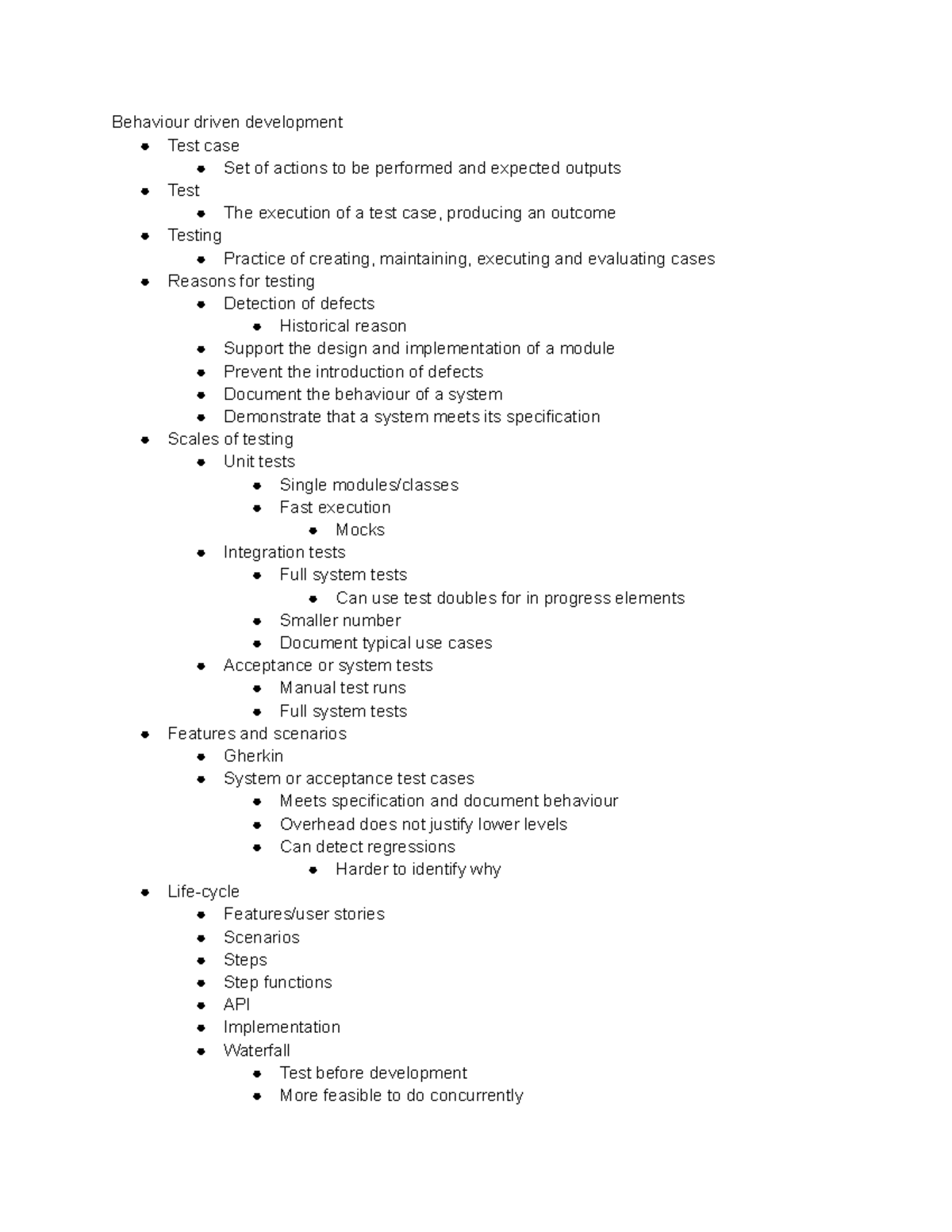 Professional Software Development Bullet Pointed Key Concepts Semester 2 2021 2022 Behaviour 