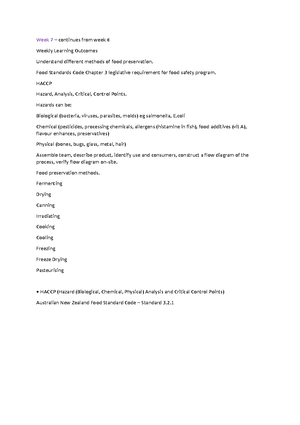 Week 4 - exam notes - Week 4 Weekly Learning Outcomes List protein ...