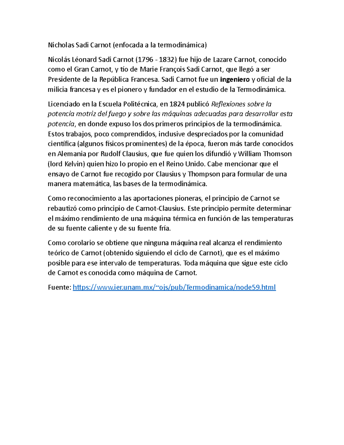 Act 1 termo 2 - Nicholas Sadi Carnot (enfocada a la termodinámica ...