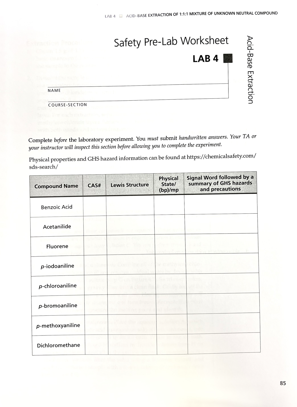 Safety Worksheet - CHEM 222 - Studocu