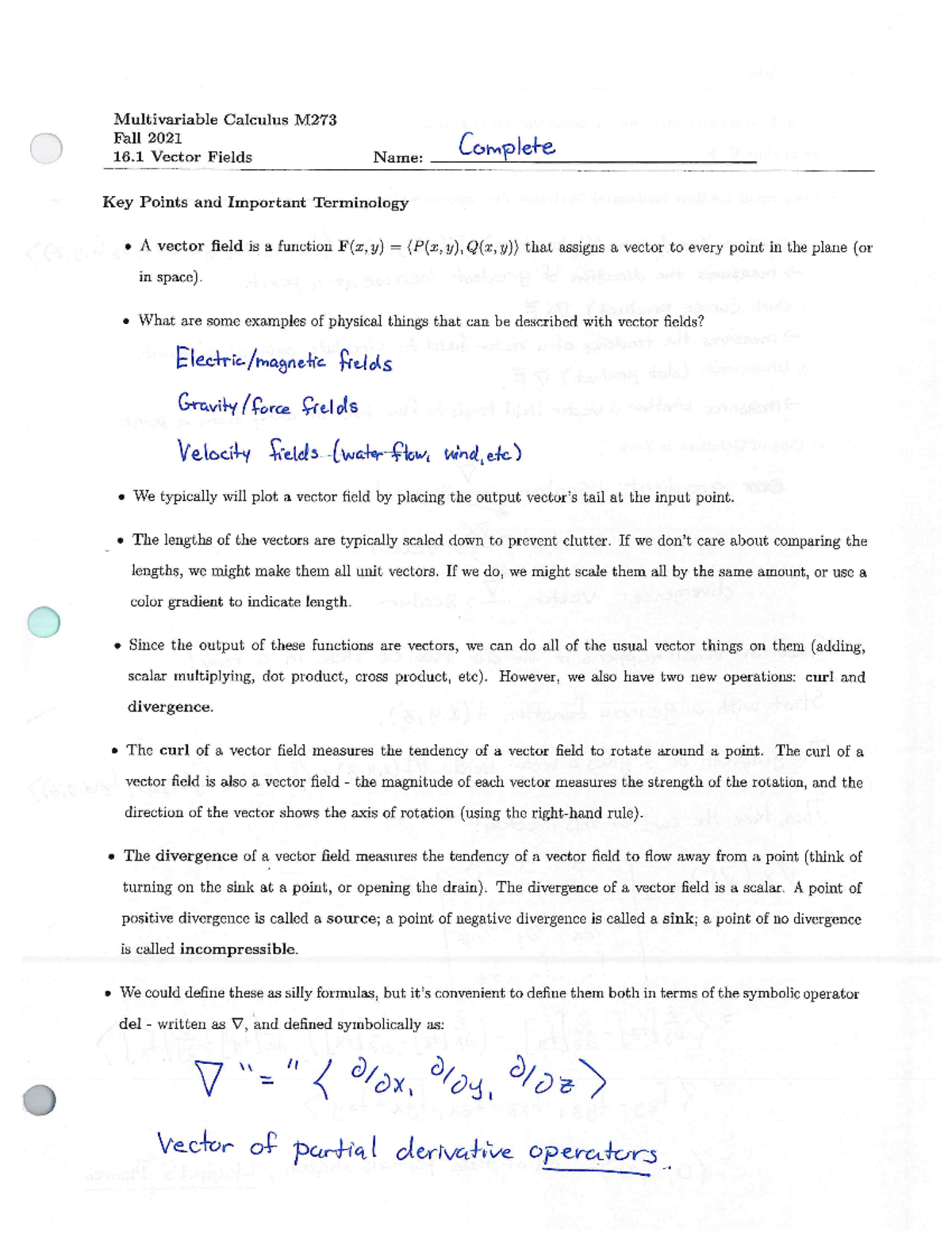 Section 16 1 Multivariable M 273q Msu Studocu