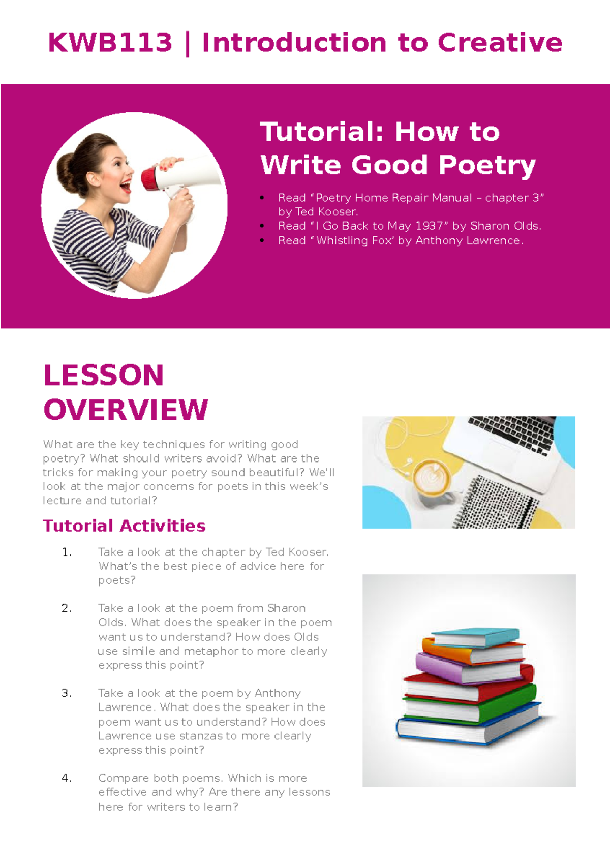 How to Write Good Poetry Tutorial Guide - KWB113 | Introduction to ...