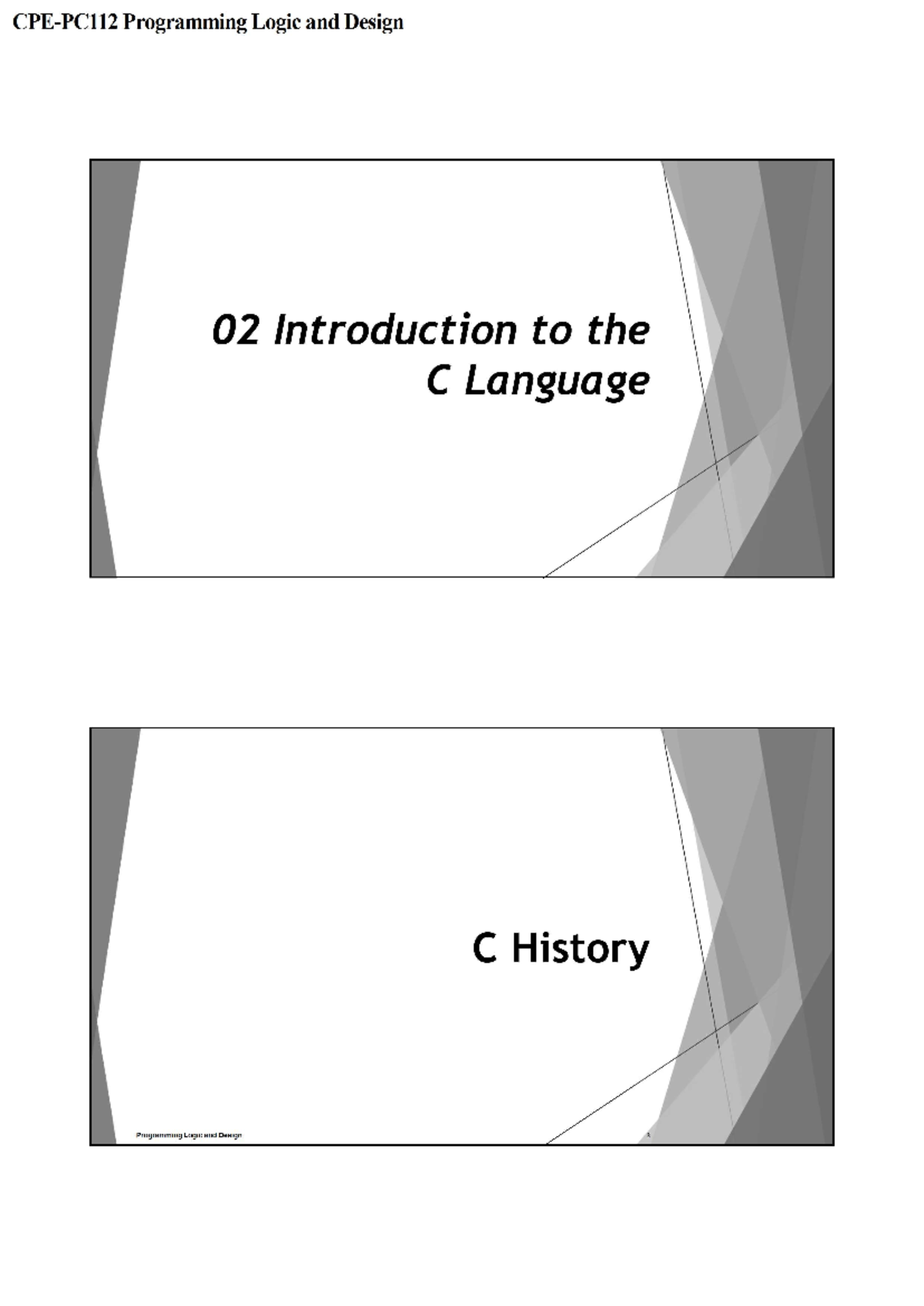 02 Introduction to C NS - Prog Notes - Science - Studocu
