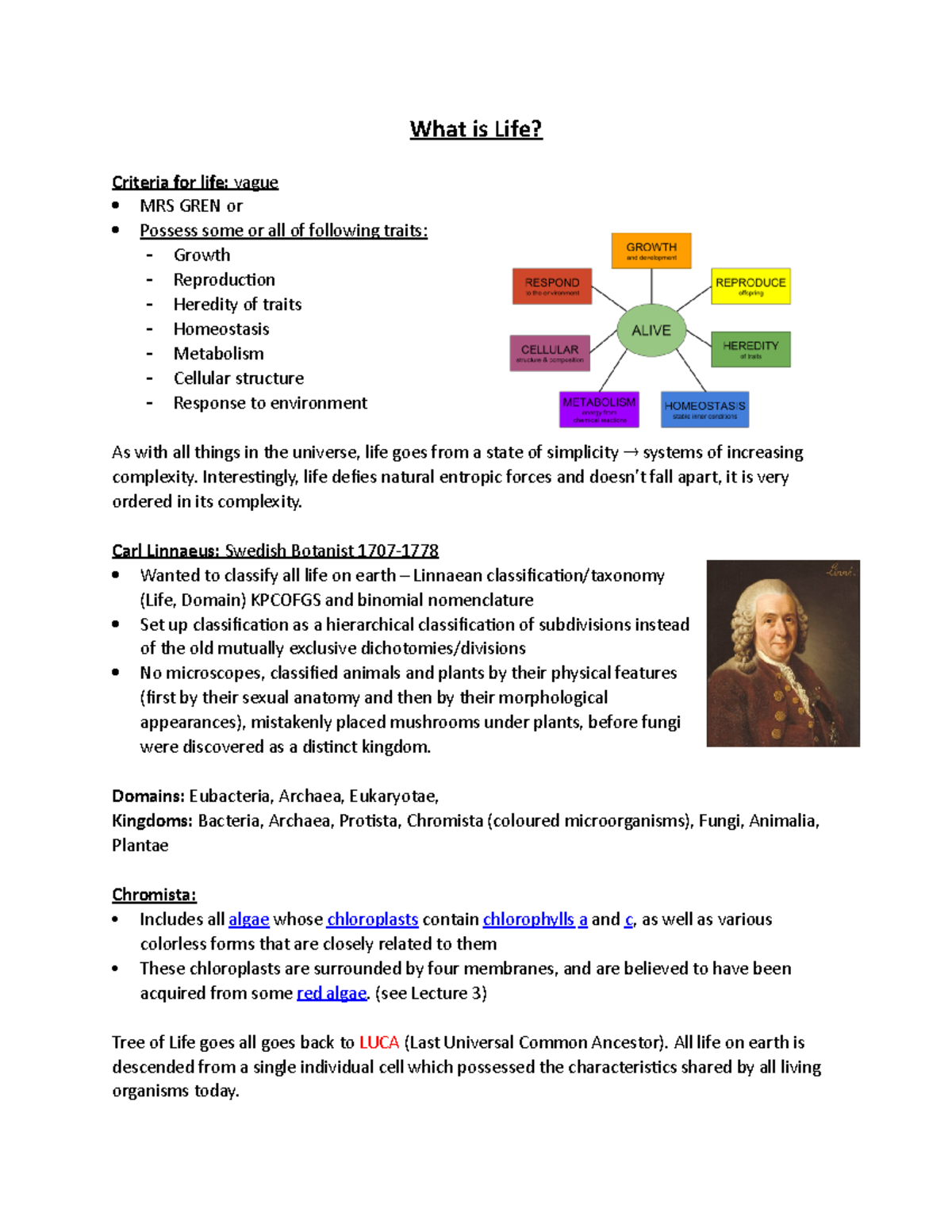 1. What is Life - What is Life? Criteria for life: vague MRS GREN or ...