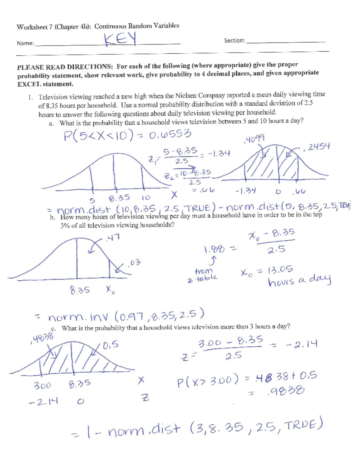 Worksheet 7 Spring 2014 Chapter 4b - Key - CL 07709r - Studocu