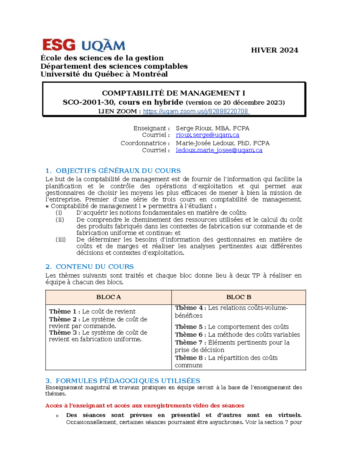 PLAN DE Cours SCO-2001-30 H24 SR-04 - HIVER 2024 École des sciences de ...