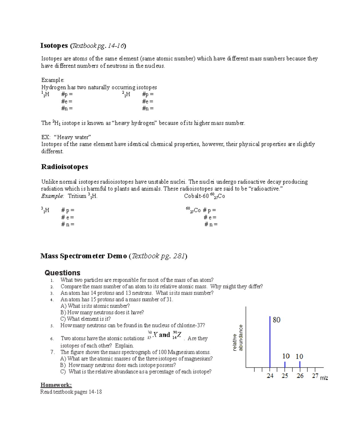 Copy of Notes - Isotopes - Isotopes (Textbook pg. 14-16) Isotopes are ...