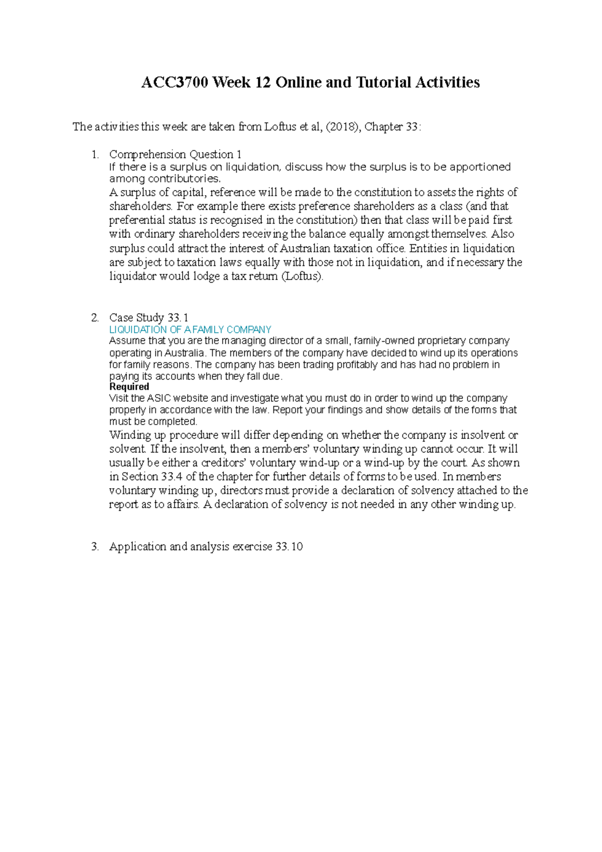 ACC3700 WK12 Online and Tutorial Activities - ACC3700 Week 12 Online ...