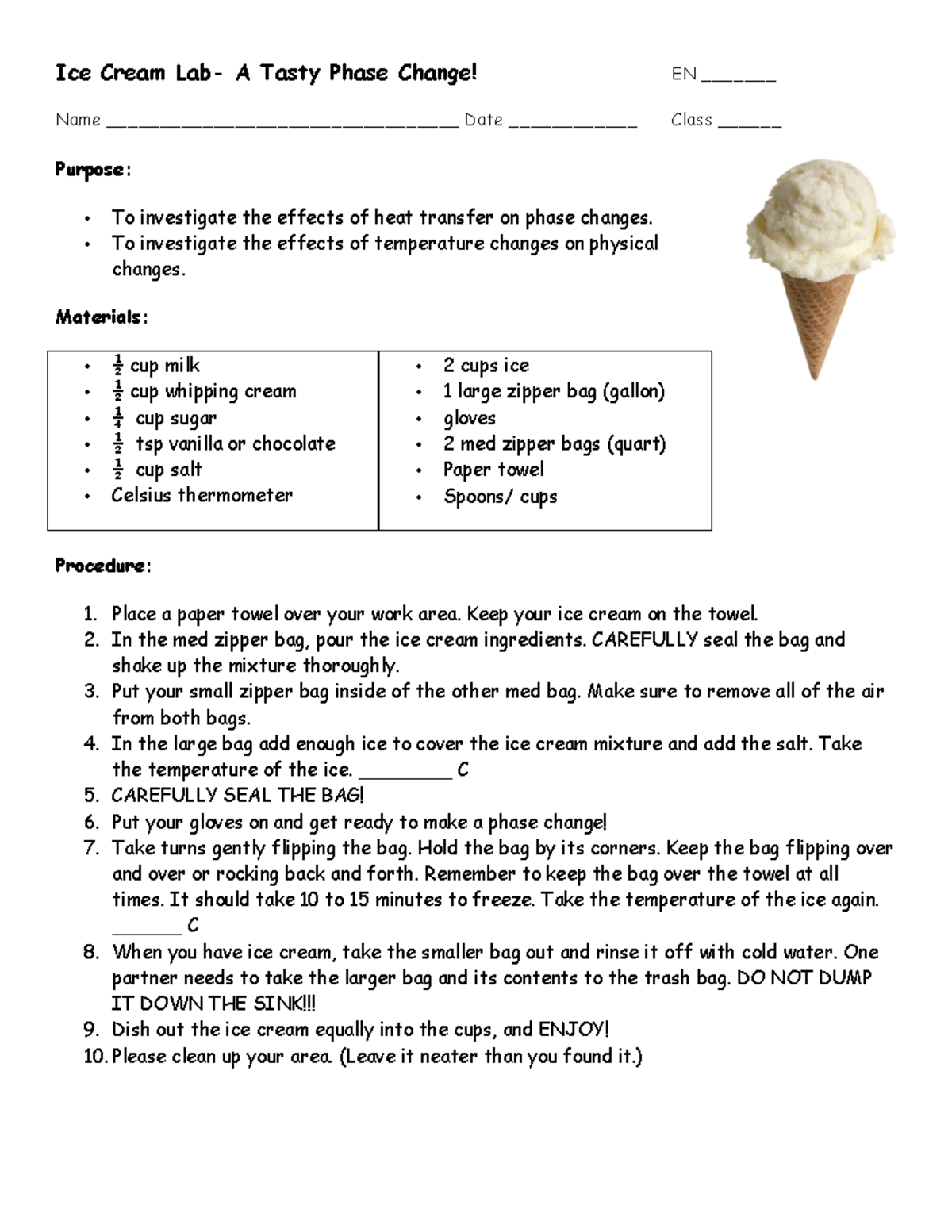 Ice Cream Lab A Tasty Phase Change Ice Cream Lab A Tasty Phase