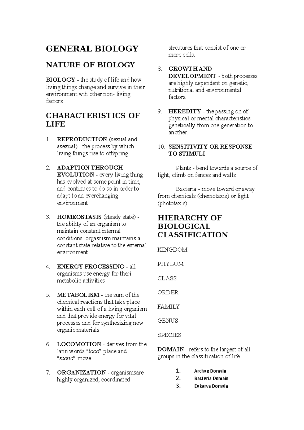 General Biology - GENERAL BIOLOGY NATURE OF BIOLOGY BIOLOGY - the study ...