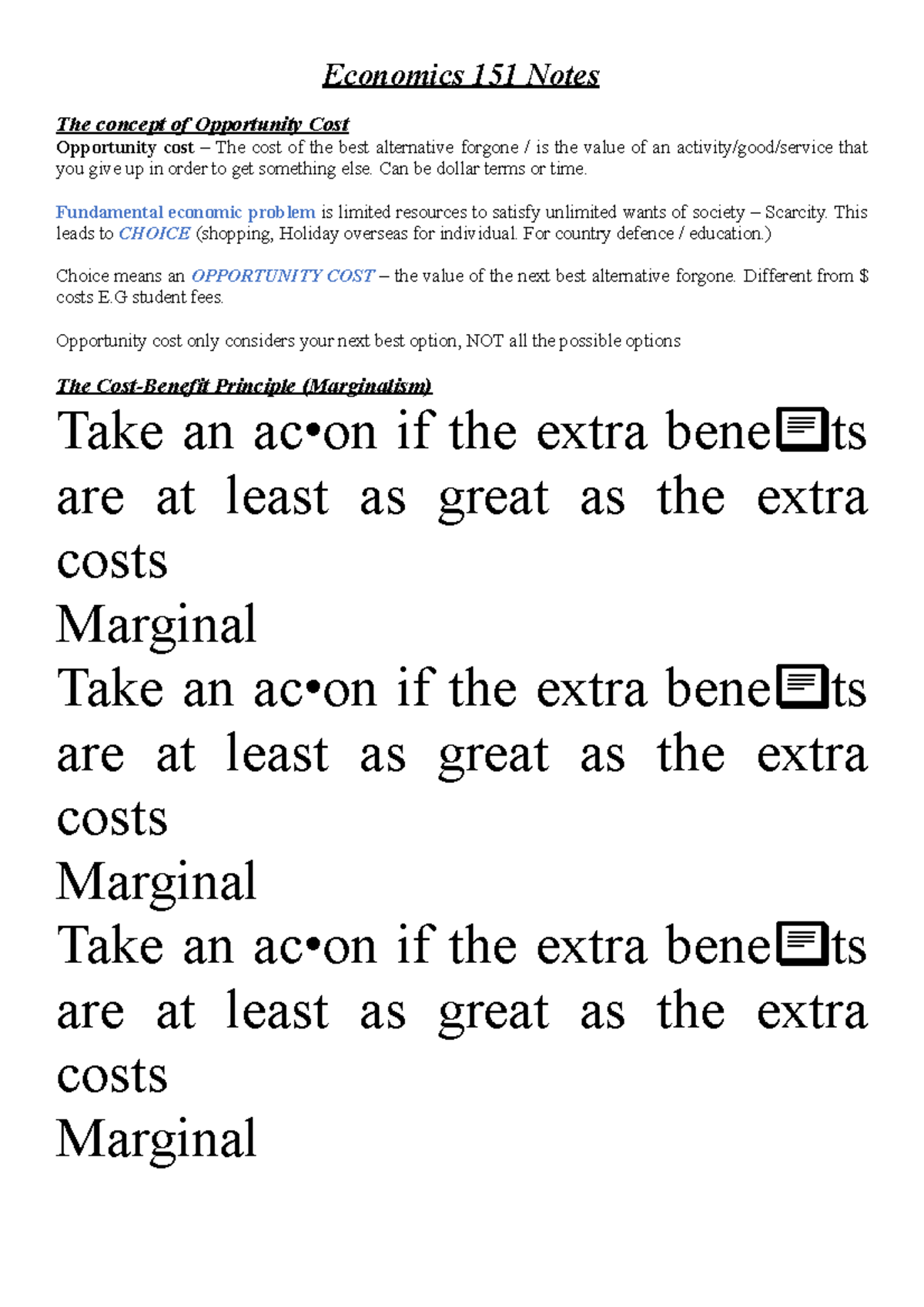 Economics 151 lecture notes - Economics 151 Notes The concept of ...