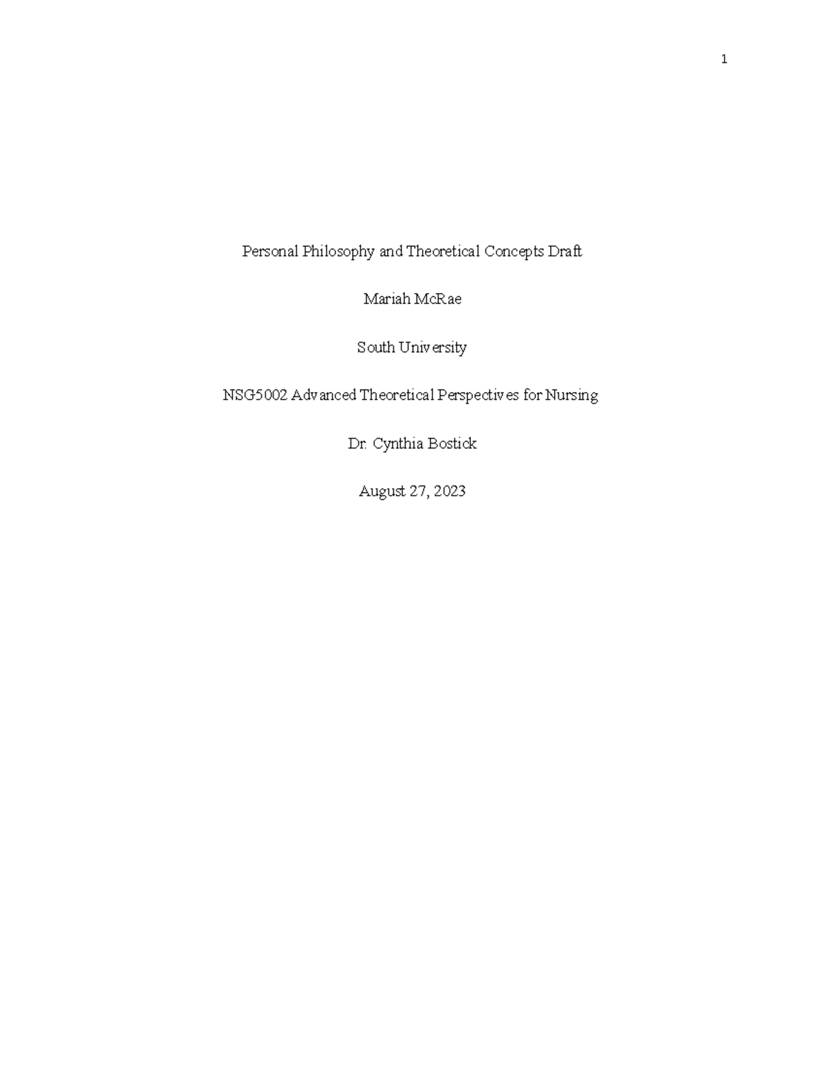 week two project - Personal Philosophy and Theoretical Concepts Draft ...