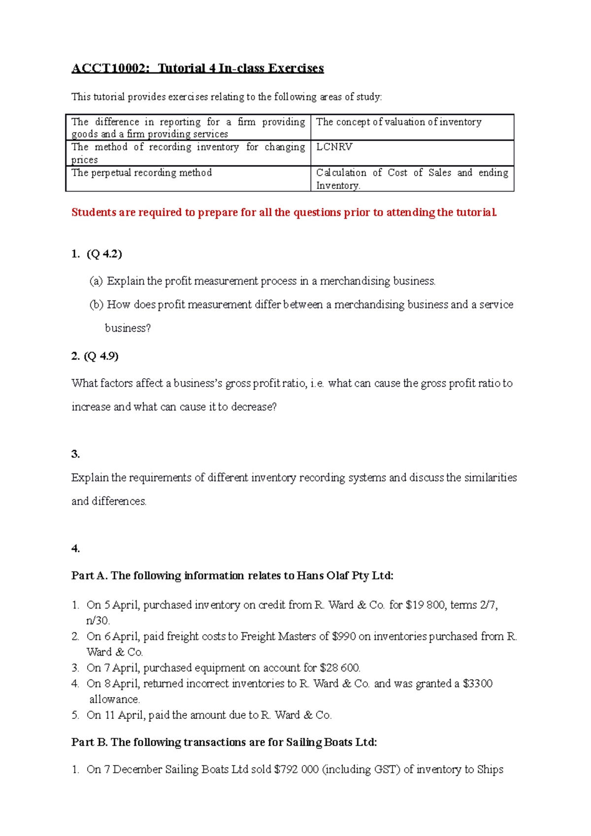 ACCT10002 Tutorial 4 In-class Exercises - ACCT10002: Tutorial 4 In ...