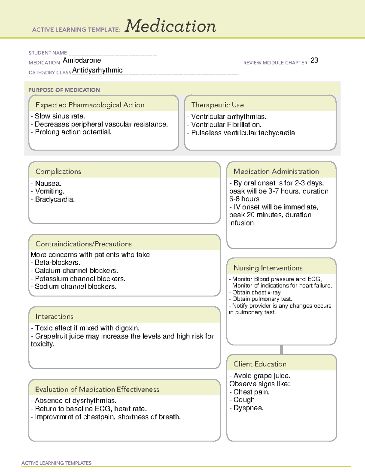 5- Medication - ACTIVE LEARNING TEMPLATES Medication STUDENT NAME - Studocu