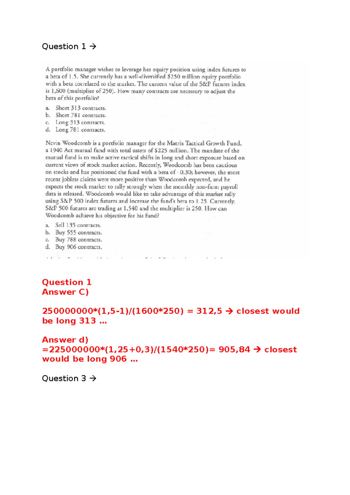 Correction of the monday exercise - Question 1 Question 1 Answer C ...