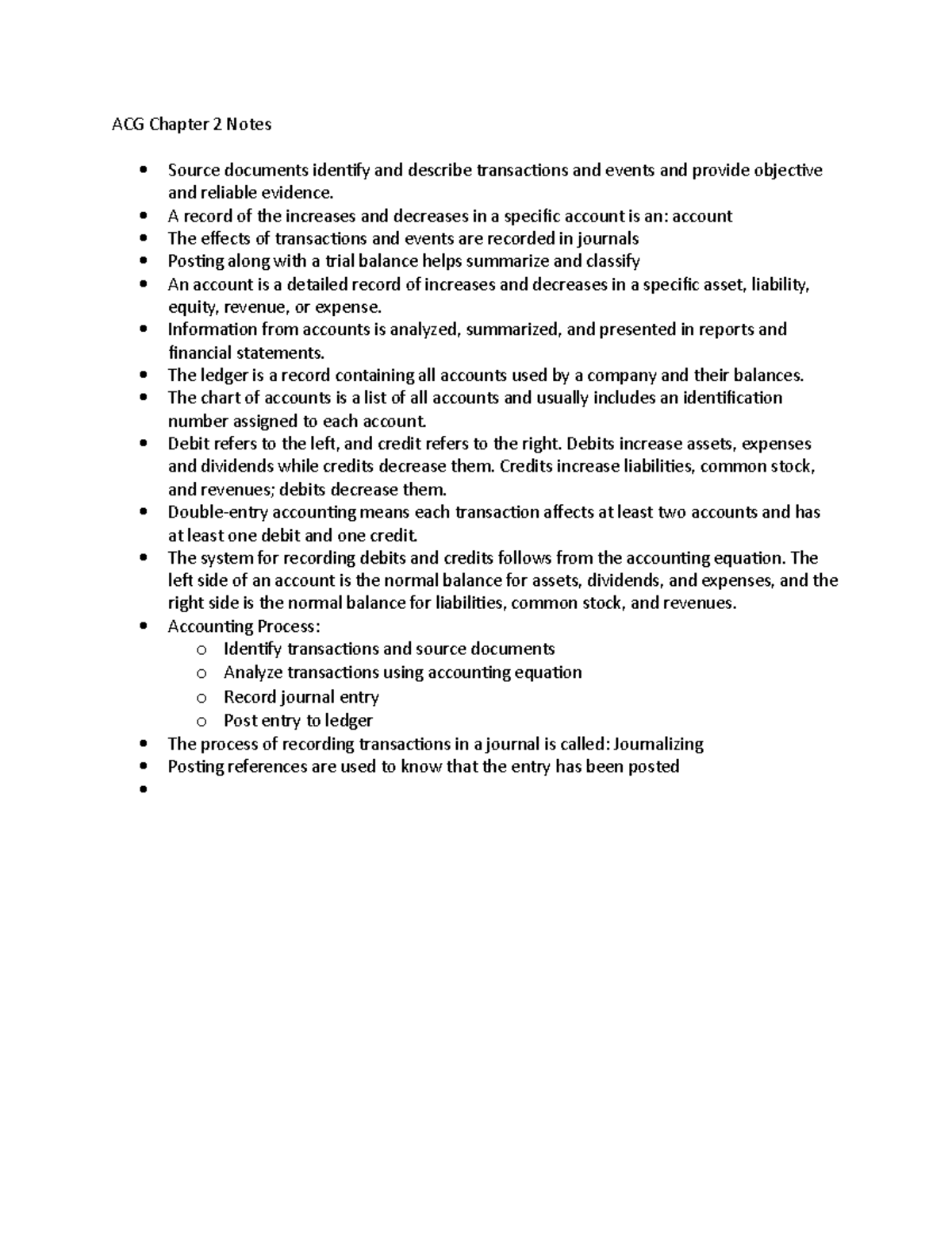 ACG Chapter 2 Notes - Explanations of important accounting concepts ...