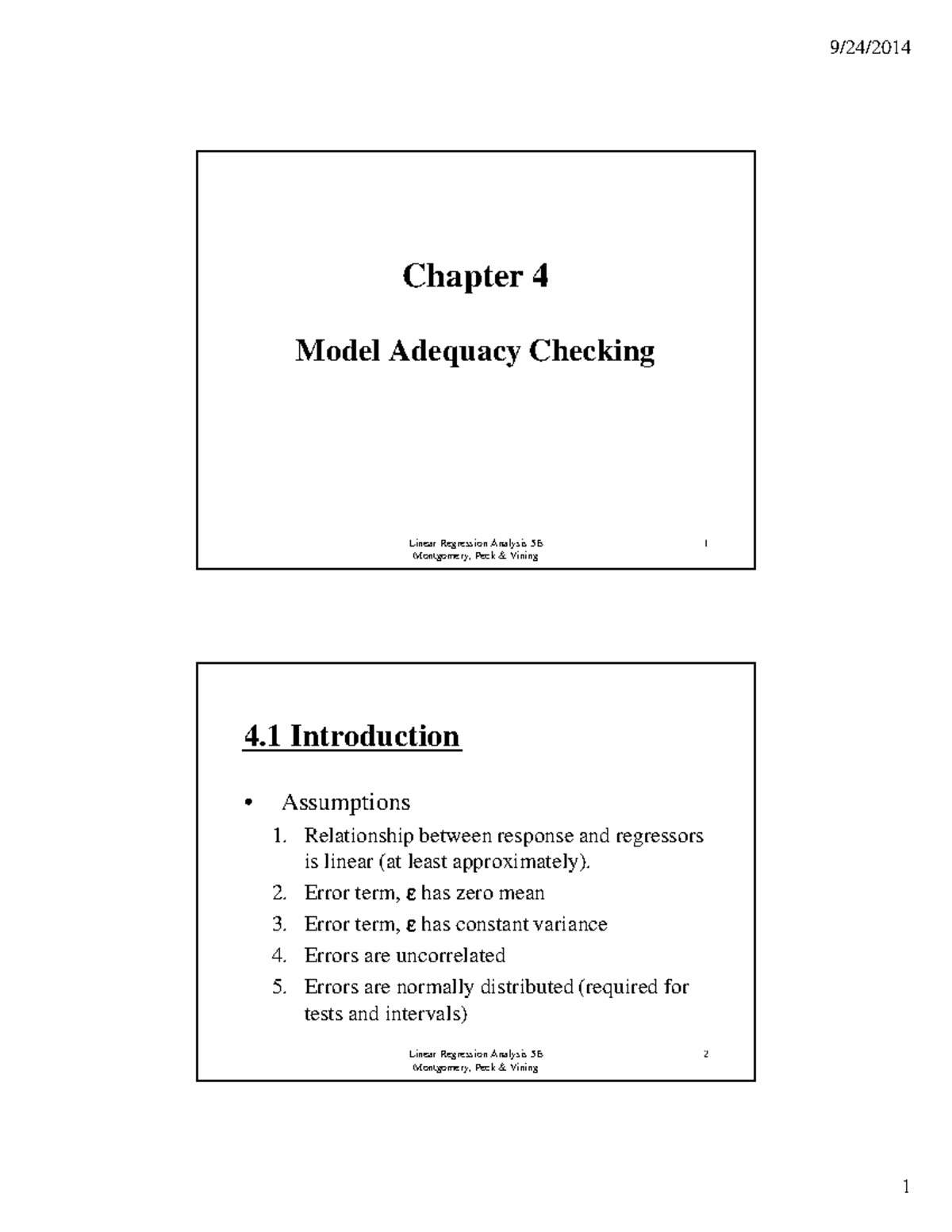 Chapter 04 Regression 5E - Linear Regression Analysis 5E Montgomery ...