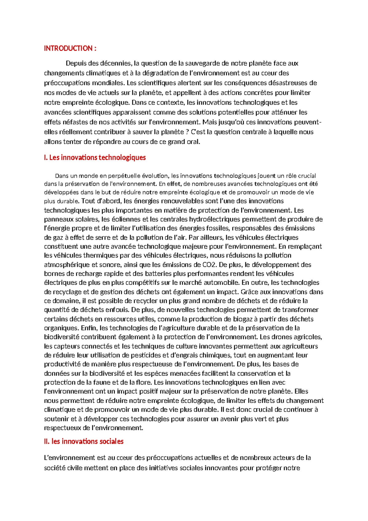 Grand ORAL SES - INTRODUCTION : Depuis des décennies, la question de la ...